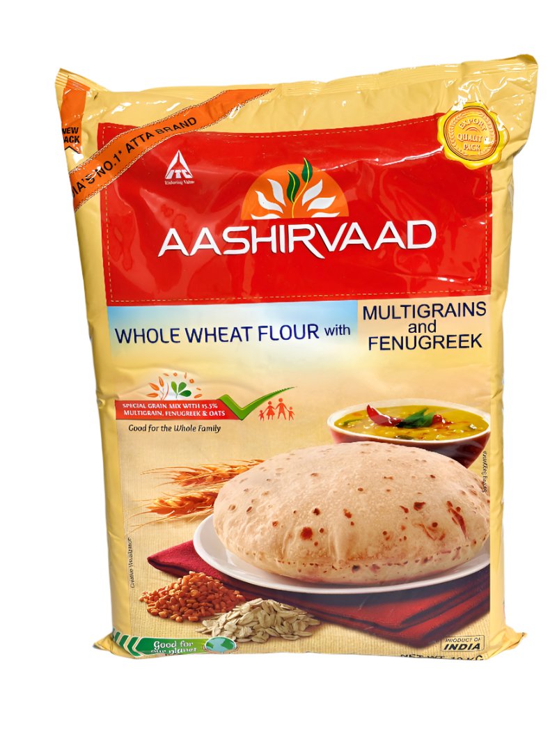Aashirvaad Whole Wheat Flour (With Multigrains and Fenugreek)10kg – SUJASH