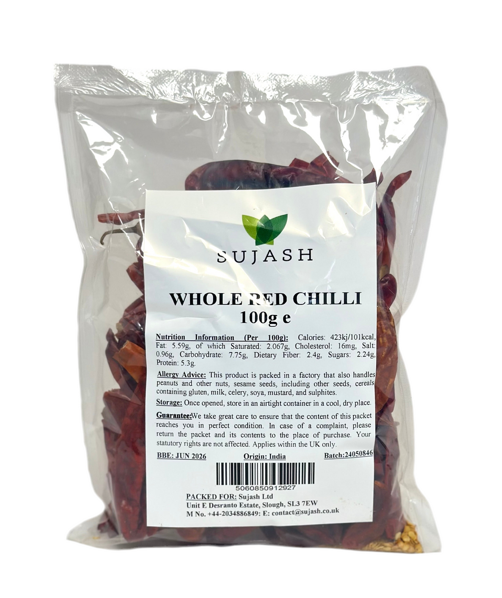 Sujash Whole Red Chilli 100g – SUJASH
