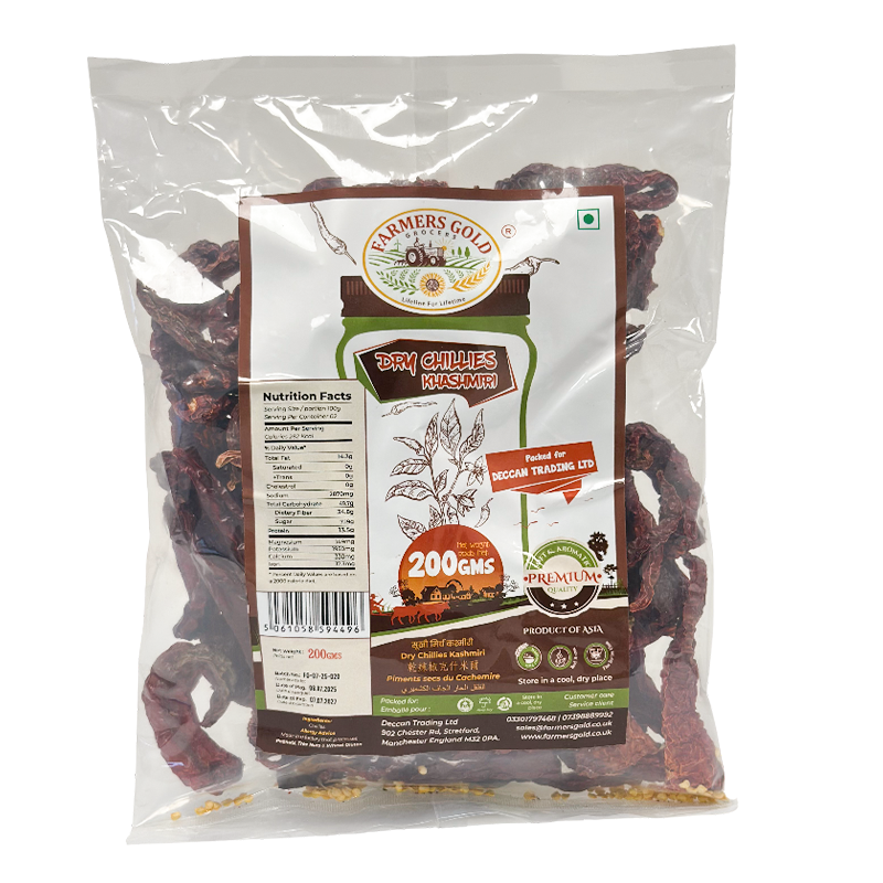 Farmers Gold Whole Kashmiri Chillies 200g – SUJASH