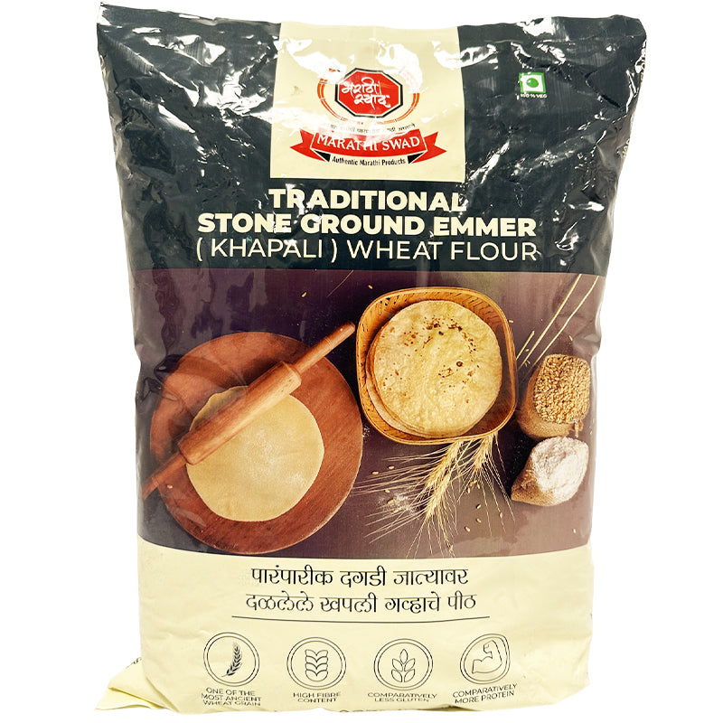 Marathi Swad Emmer-Khapali Wheat Chakki Fresh Atta 5Kg – SUJASH